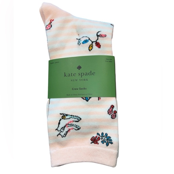 kate spade | Accessories | Kate Spade White Crew Socks With Multicolor ...